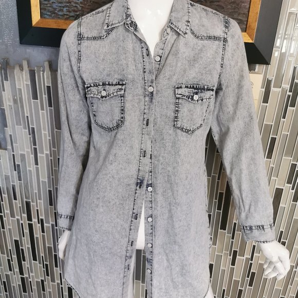 Dizzy Lizzy | Tops | Dizzy Lizzy Women Top Ms Blue Denim Long Sleeve ...